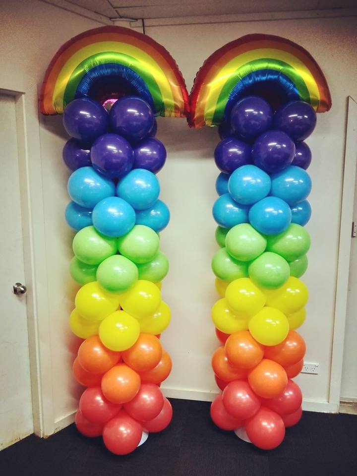 Rainbow Balloon Columns – Balloonscharlotte